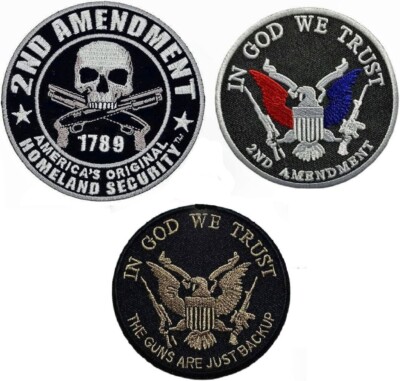 IN GOD WE TRUST 2nd AMENDMENT 2A EAGLE GUNS PATCH -3PC - IRON SEW ON | eBay