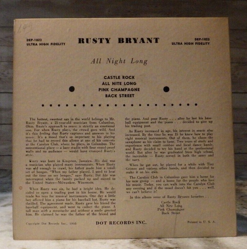 RUSTY BRYANT AND THE CAROLYN CLUB BAND All Night Long Dot DEP-1023 | eBay