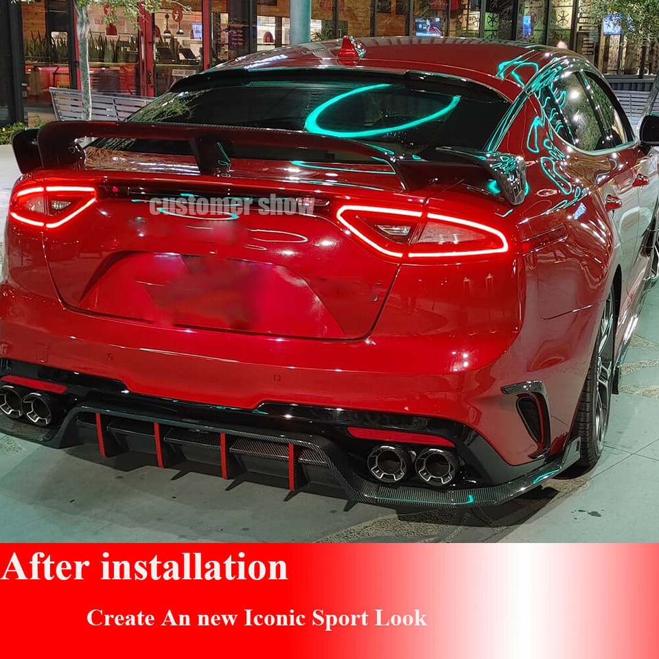 REAL Carbon Fiber Rear Bumper Splitter Side Canard Fins For Kia Stinger ...