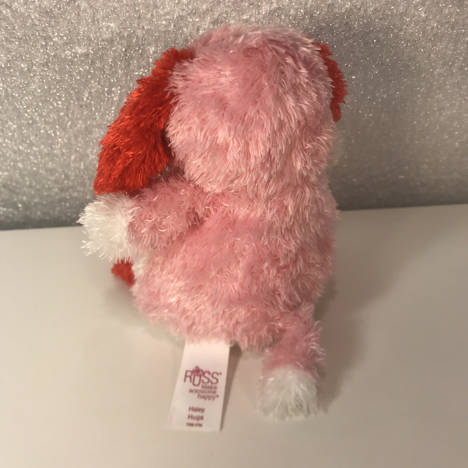 Russ Luvvies Haley Hugs Dog Pink Red Ears Mini 4" Bean Plush Stuffed ...