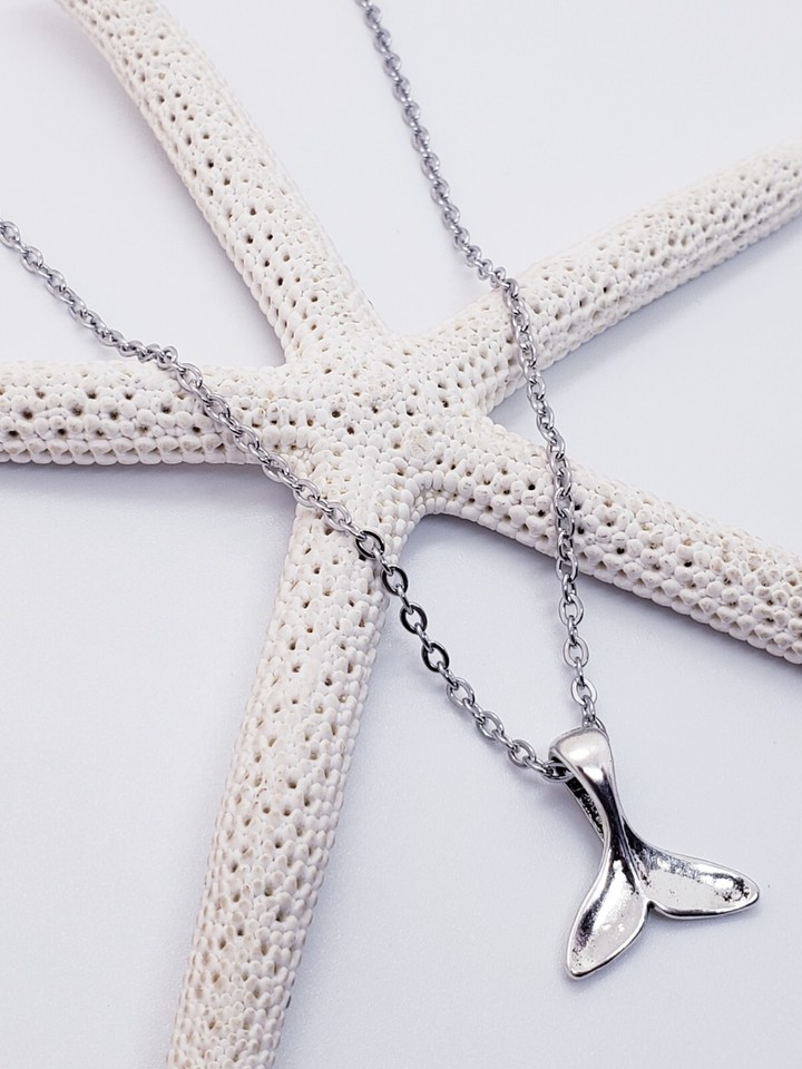 Minimalist Petite Silver Mermaid/Whale/Fish Tail Pendant Necklace | eBay