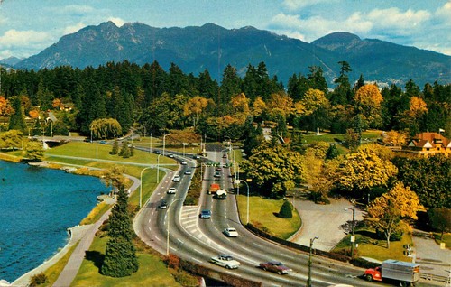 Postcard Canada Vancouver Aerial View Entrance to Stanley Park Causeway ...