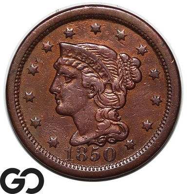 1850 Large Cent, Braided Hair | eBay