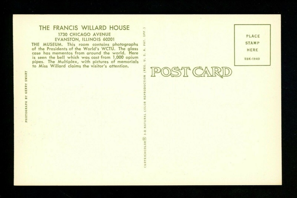 Illinois IL chrome postcard Evanston, Francis Willard home interior | eBay