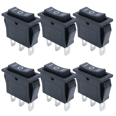 6pcs Momentary Rocker Switch Snap-in Toggle Power Switch SPDT ON-Off-ON ...