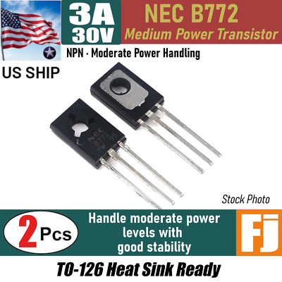 2 Pcs - NEC B772 PNP Medium Power Transistor | TO-126 | 3 Amp 30 Volt ...