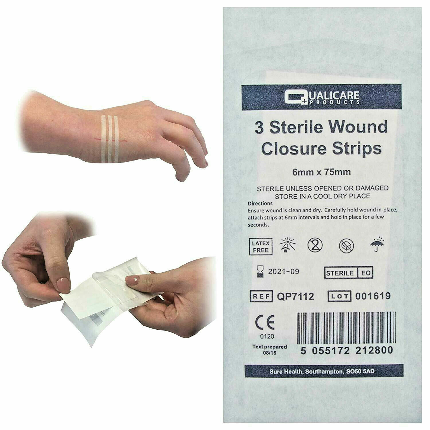 10 x Sterile Skin Closure Steri Strips Butterfly Stitches 6mm x 75mm ...