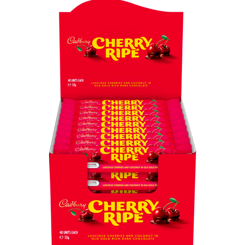 Cherry Ripe Chocolate Candy Bar 48 x 52g Milk Chocolate Cherry and ...