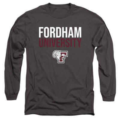 Fordham University Adult Long Sleeve T-Shirt Stacked, Charcoal, S-3XL ...