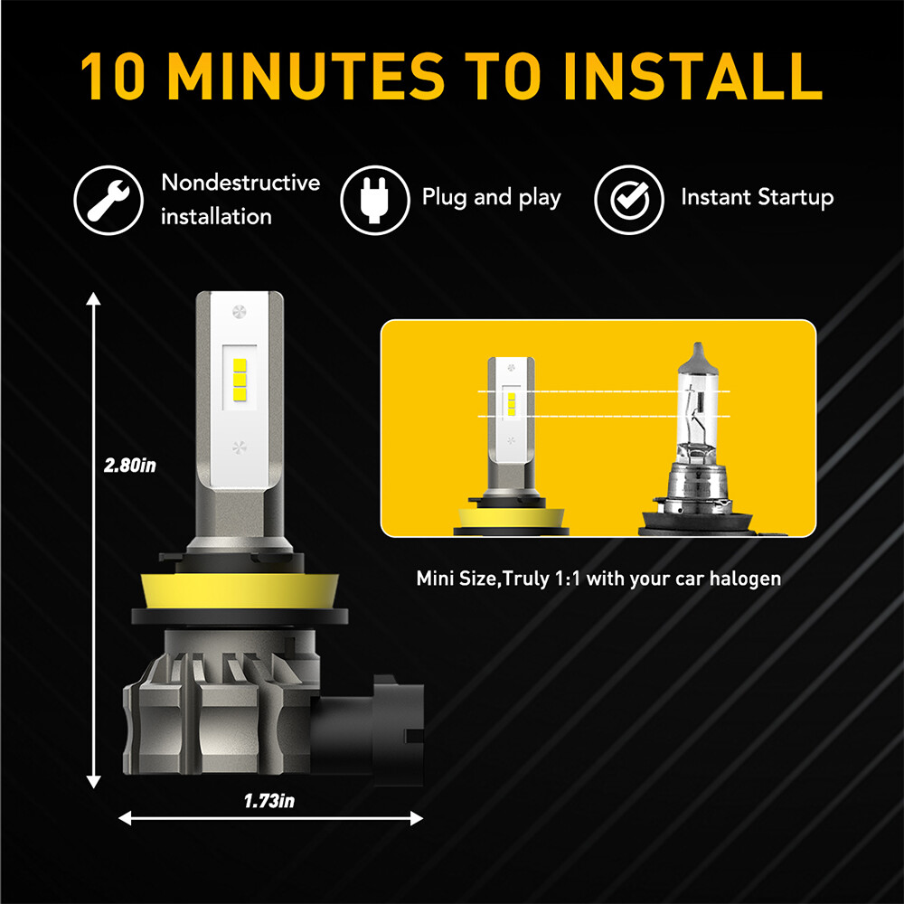 AUXITO H8 H11 LED Headlight Globes Bulbs Kit Replace Lamps 30W White ...