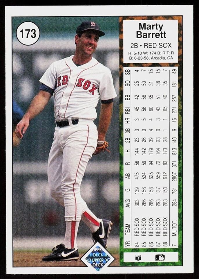 1989 Upper Deck Marty Barrett Boston Red Sox #173 | eBay