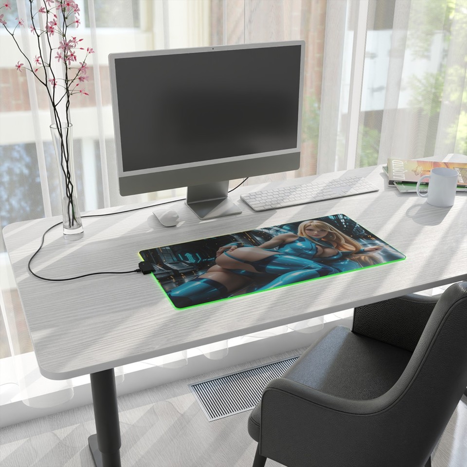 Samus Aran Desk Mat – Sexy Sci-Fi Heroine, LED RGB, Gaming Mouse Pad ...