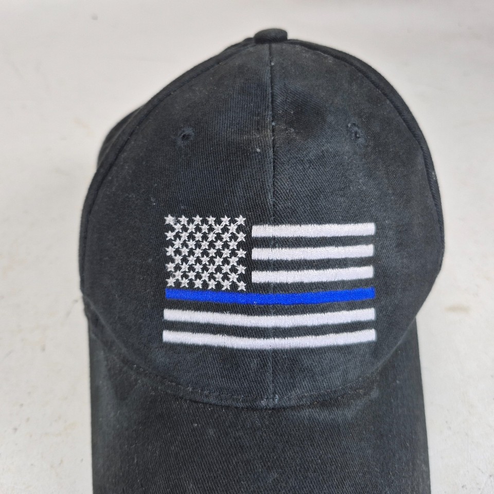 American Flag THIN BLUE LINE Baseball Cap Black Hat | eBay