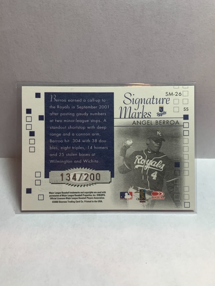 2002 Donruss Originals Signature Marks #SM26 Angel Berroa #'d/200 ...