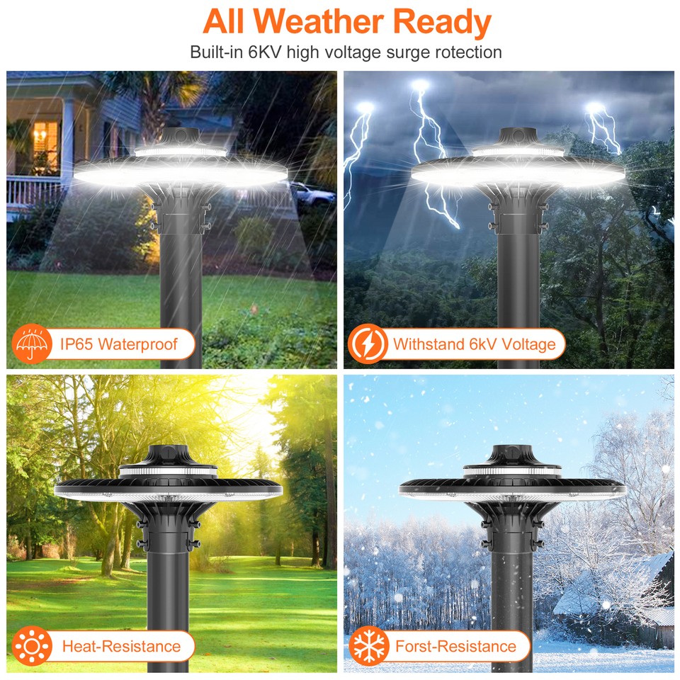 100W LED Circular Area Post Top Light Dusk to Dawn Garden Yard Street ...