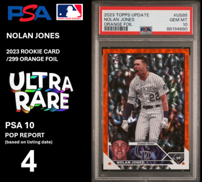 2023 TOPPS UPDATE #US85 NOLAN JONES ORANGE FOIL /299 ROOKIE CARD PSA 10 ...