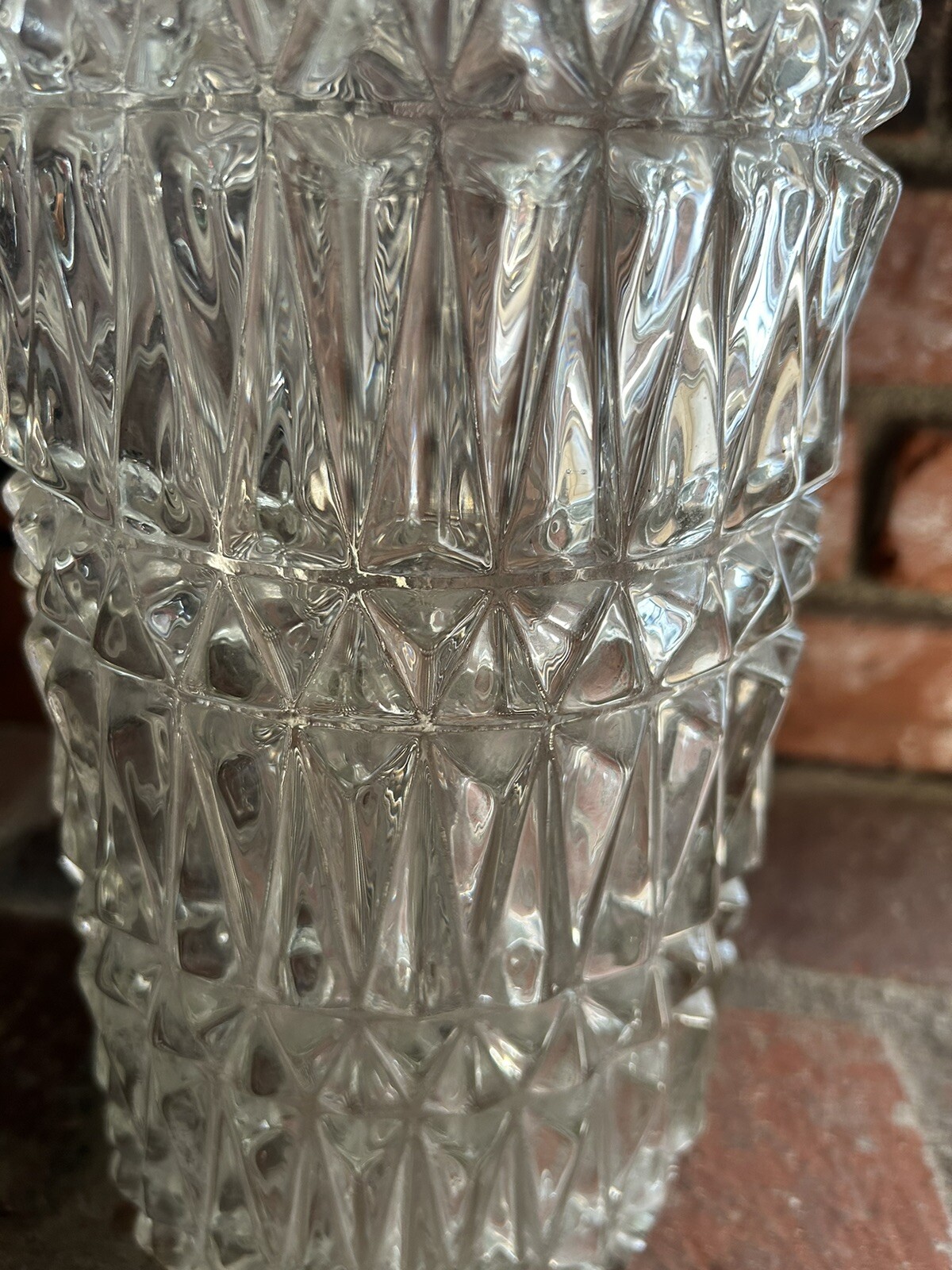 Vintage 1970's Glass Diamond Clear Lampshade For Hanging Lamp ...