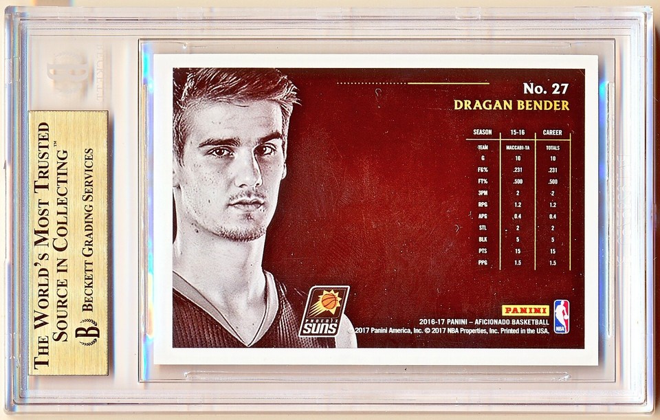 2016-17 Aficionado Dragan Bender Opening Night Rc SP #27 BGS 9.5 - POP ...
