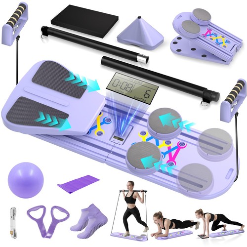 Pilates Board, Foldable Pilates Reformer Set for Home Workout with ...
