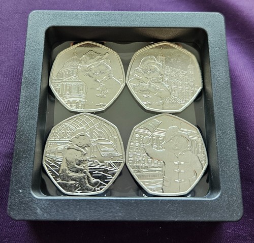 Paddington Bear Full Set of 4 2018/2019 Circulated 50p coins, framed in ...