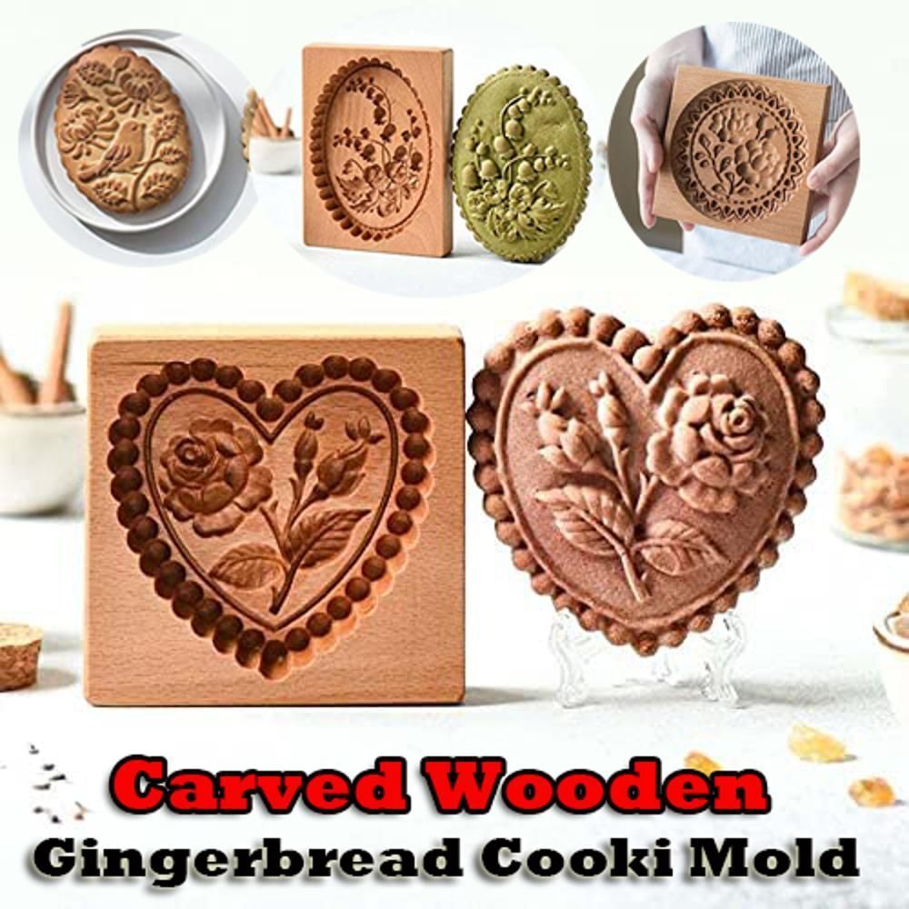 Shortbread Mold Cookie Cutter Molds Wooden Gingerbread Cookie Mold ...