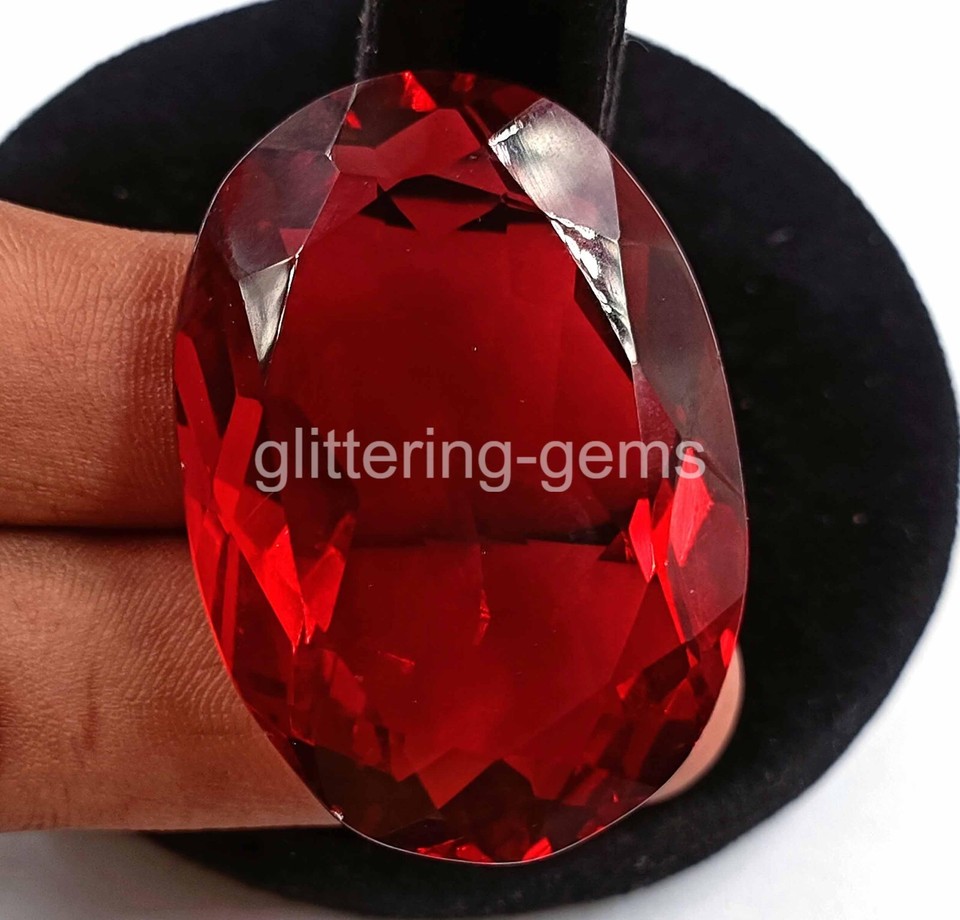 150 Ct Rare Brazil Red Topaz Lab Created Oval Cut IGL Certified Loose ...