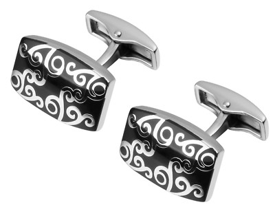 Hard wearing Silver & Black Enamel Mens Gift Cuff links by CUFFLINKS ...