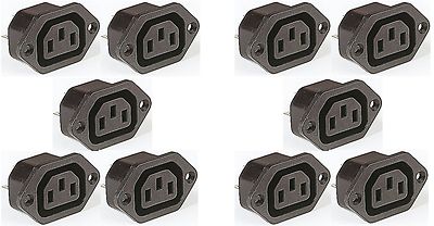 10 x IEC FEMALE Chassis Mains Kettle Socket mounting 240V PLUG 10A ...