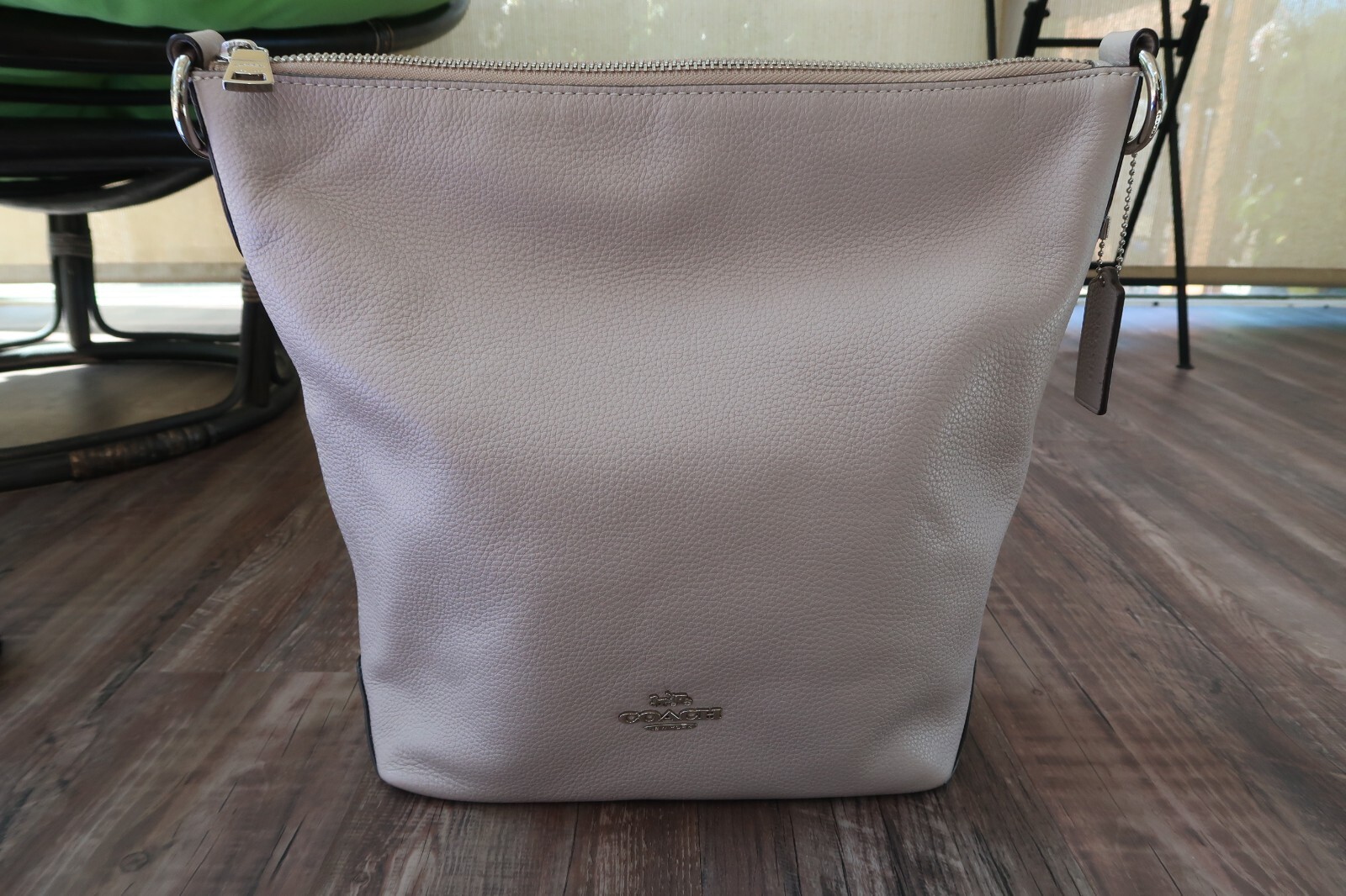 COACH Stone Gray Bucket Bag Purse Crossbody Shoulder Zip Outside Pocket ...