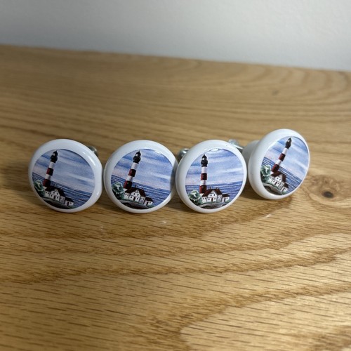 4 Coastal Lighthouse Beach Nautical Ceramic Knobs Drawer Pull Cabinet Hardware | eBay