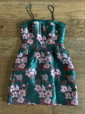 AIDAN MATTOX WOMEN'S STRING STRAP DRESS GREEN W/ FLOWERS SZ 6 EUC | eBay
