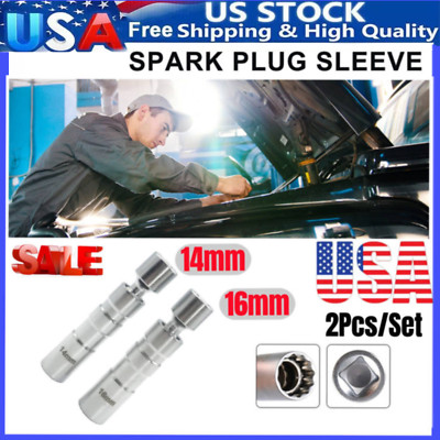 2Pcs 14mm &16mm Spark Plug Socket 12PT Magnetic Removal Tool 3/8 ...