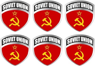 6 - 2" Soviet Union USSR flag shield decal badge vinyl hard hat sticker ...