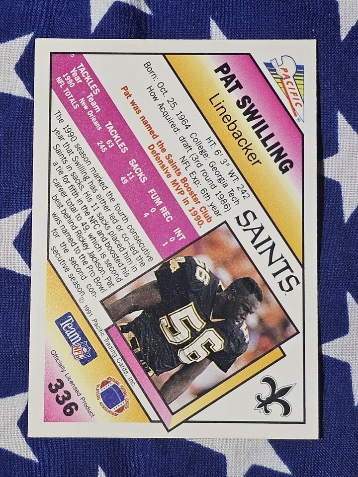 1991 Pacific 🏈 Football Card #336 Pat Swilling LB New Orleans Saints | eBay
