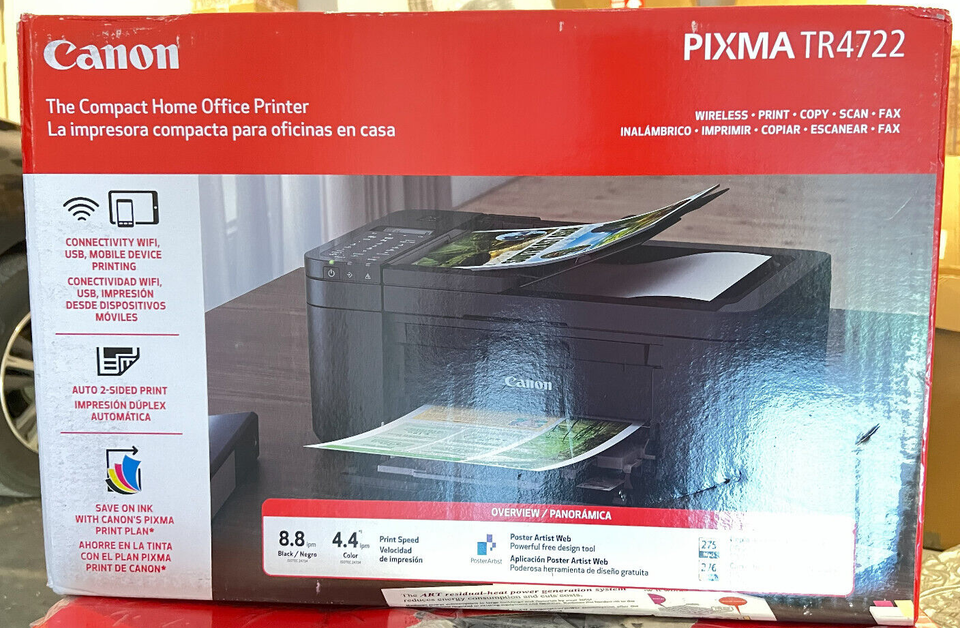 NEW Canon PIXMA TR4722 (4520) Wireless Printer-All-In-One-Scan Copy-Fax ...