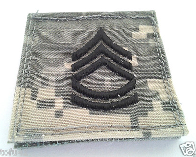 1 PAIR U.S ARMY SERGEANT FIRST CLASS RANK TABS ACU WITH HOOK BACKING ...