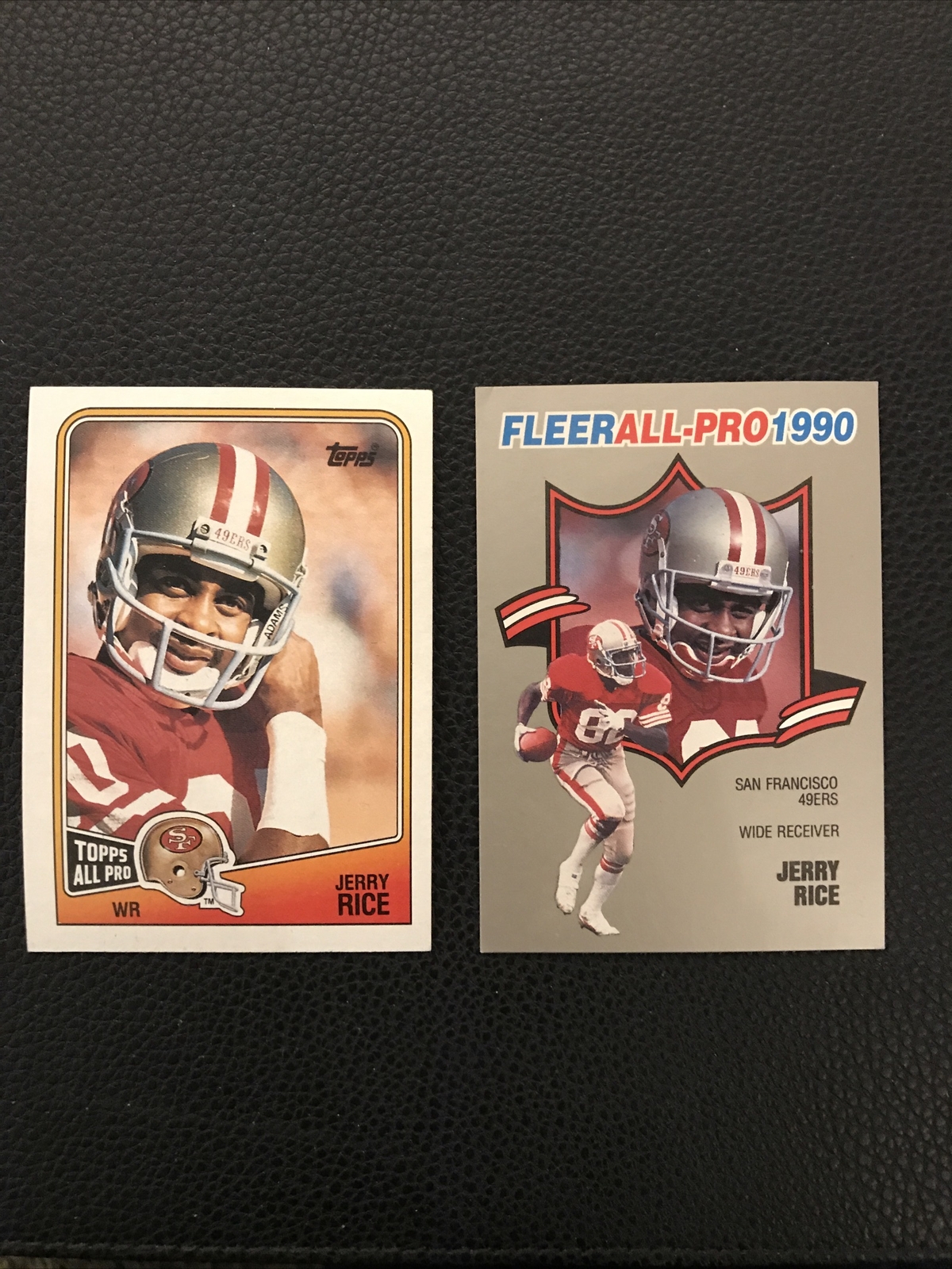 1988 TOPPS ALL PRO #43 JERRY RICE AND 1990 FLEER ALL PRO #2 of 25 JERRY ...
