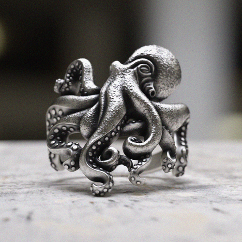 Handcrafted 925 Sterling Silver Octopus Ring - Gothic Sea Creature ...