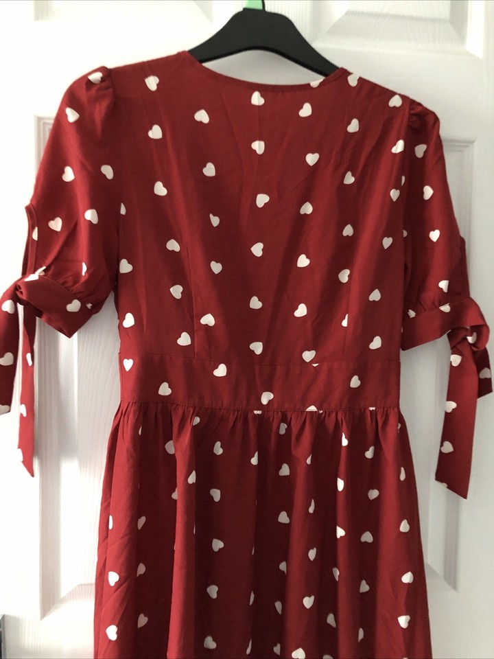 LADIES - Red Short Sleeve Button Though Dress - SHEIN - Size 8 - DW103 ...