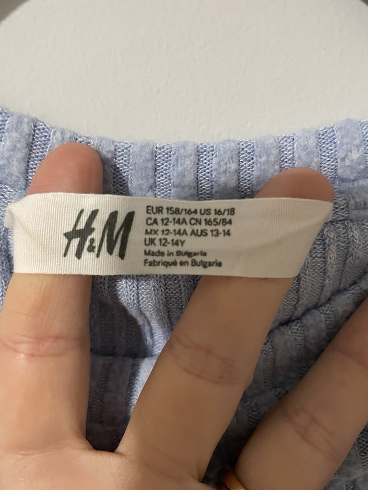 Women’s H&M Light Blue Ribbed Long Sleeve Sweater Size Small | eBay UK