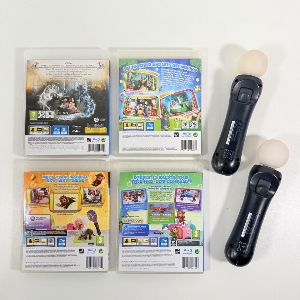 Playstation 3 Move Bundle - 2x Motion Controllers with X4 Games | eBay UK