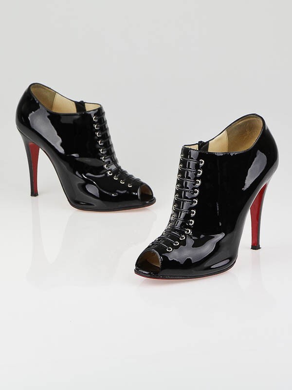 Authentic Christian Louboutin Christ 100MM Black Patent Leather Open ...