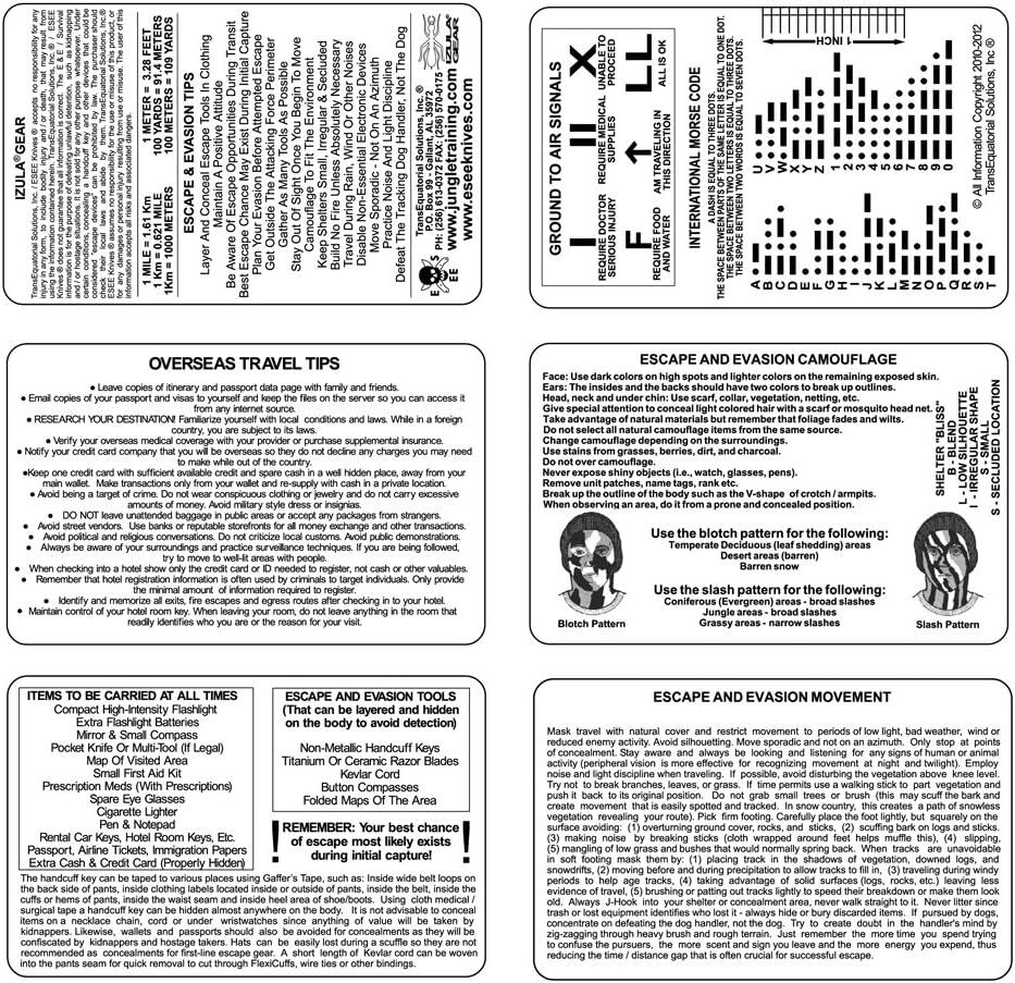 ESEE Plastic 4 Card Set for Survival, Multicolor | eBay