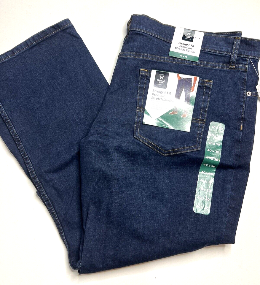 Member's Mark Straight Fit Premium Stretch Denim Jeans Size 40 x 30 ...