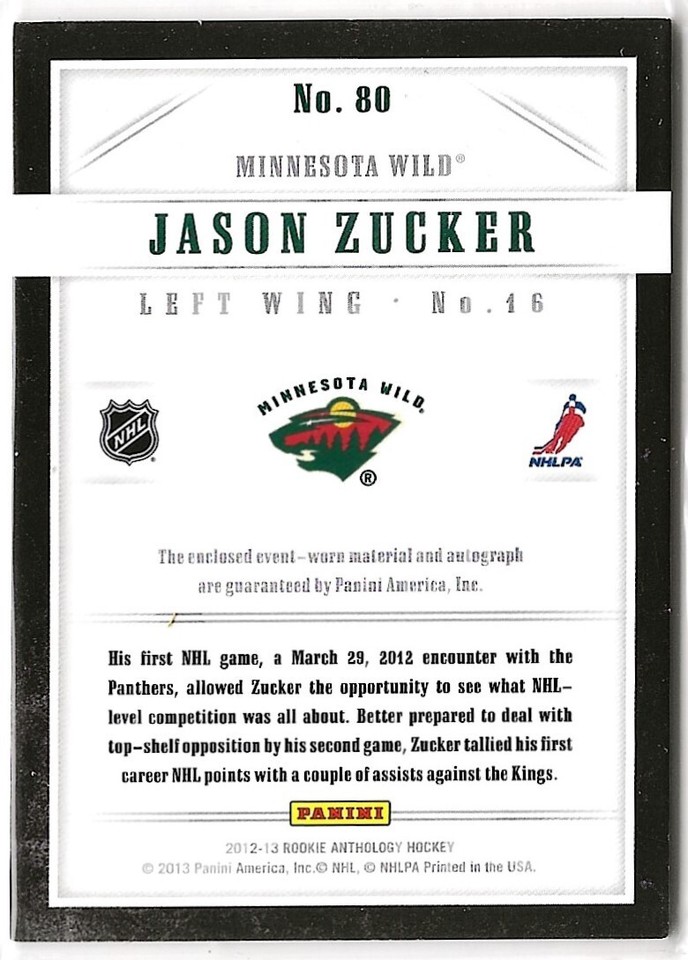 2012-13 Rookie Anthology Luxury Suite Jersey Auto Rookie #80 Jason ...