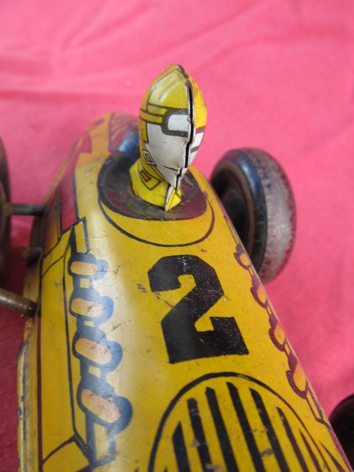 Louis Marx MAR Tin Wind Up Toy Midget Racing Race Racer Car Driver HEAD ...