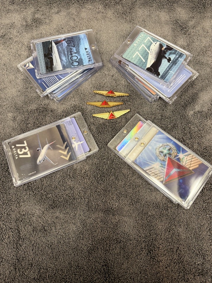 Delta Airline-Pilot Trading Cards-Set Of 13 aircraft. + 3 wings | eBay