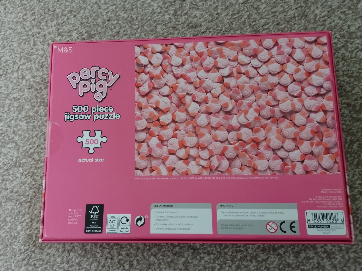 M&s 500 Piece Percy Pig Jigsaw Puzzle Marks & Spencer for sale online ...