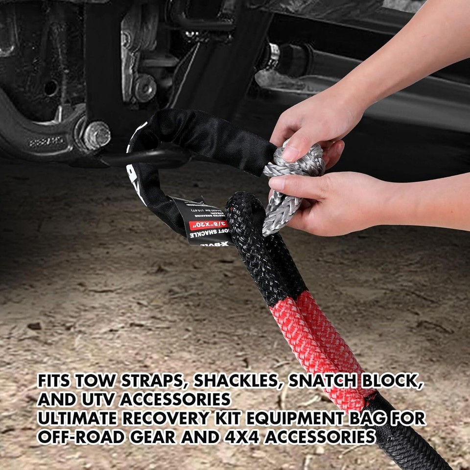 X-BULL 4WD Recovery Kit Kinetic Rope Soft Shackles Recovery Tracks 2PCS ...