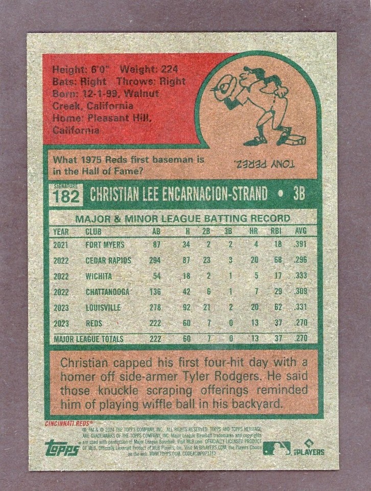 2024 Topps Heritage MISSING FACSIMILE SIGNATURE Christian Encarnacion ...